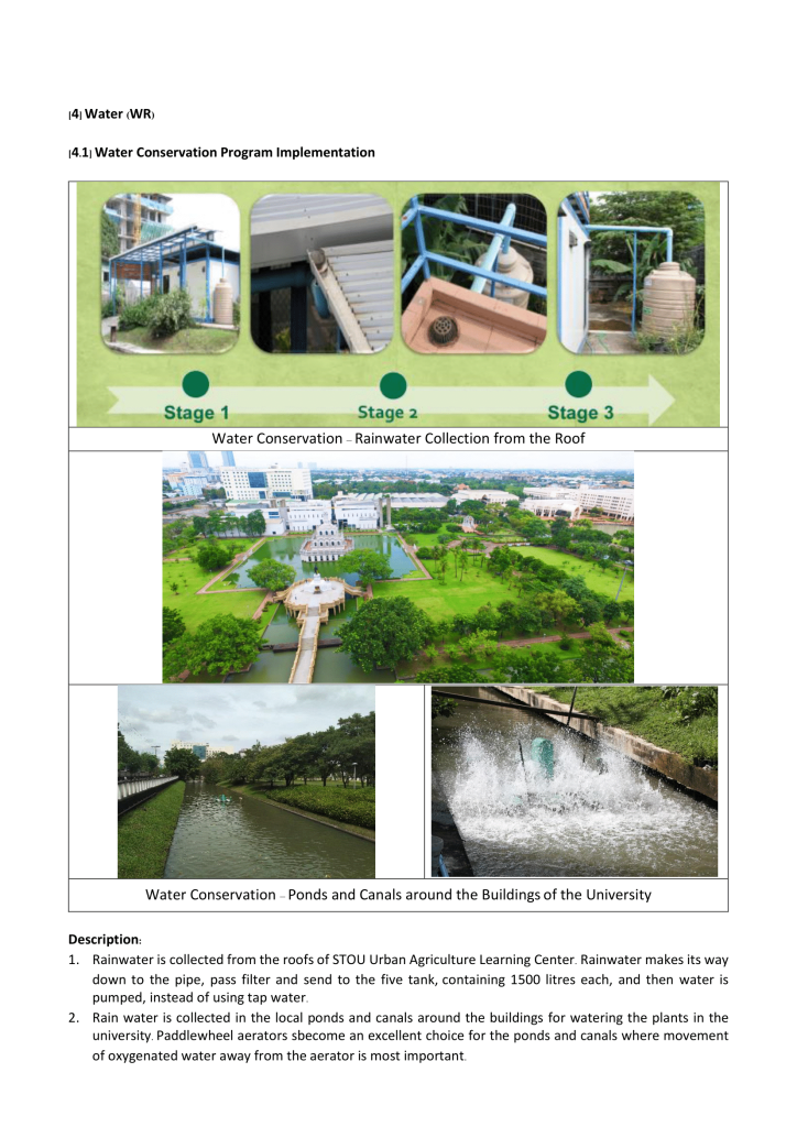 4.1 Water Conservation Program Implementation – Green, STOU University